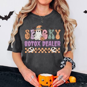 Spooky Botox Dealer Halloween Shirt, Retro Halloween Nurse Injector ...