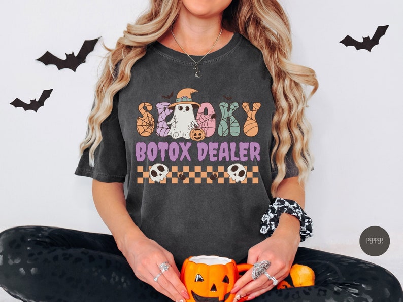 Spooky Botox Dealer Halloween Shirt, Retro Halloween Nurse Injector ...