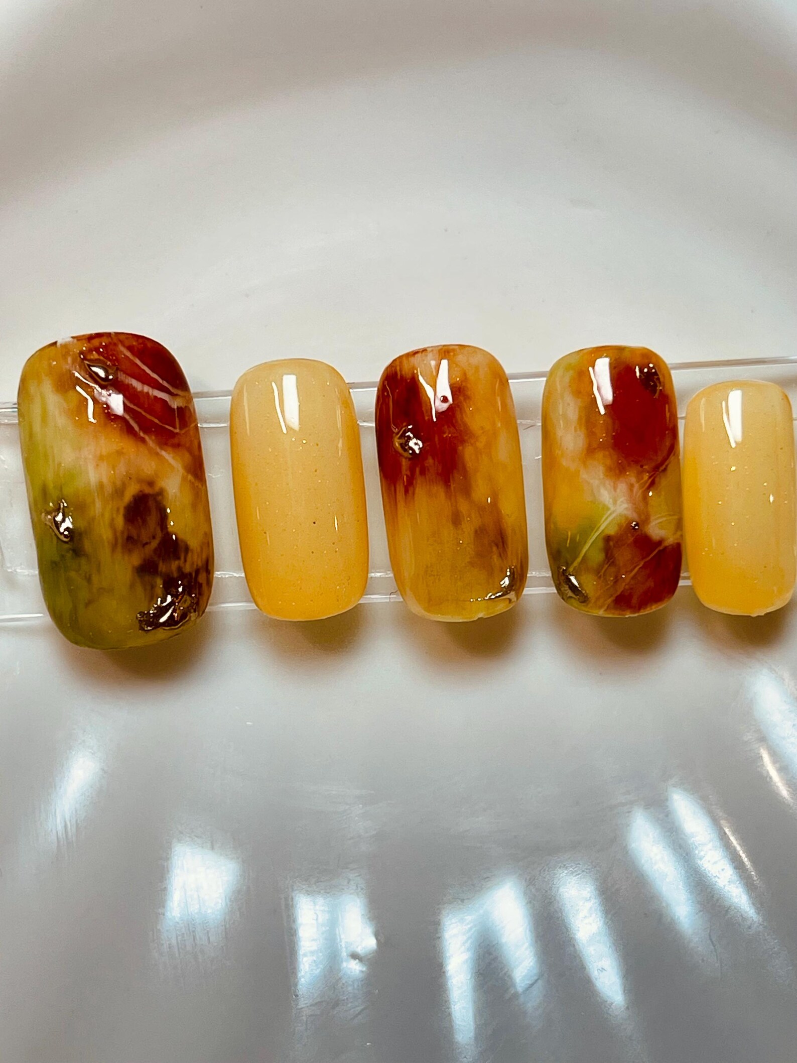 Nail Designs, Press on Nails for Dail Wear, Fake Nails, Nail Art, Amber ...