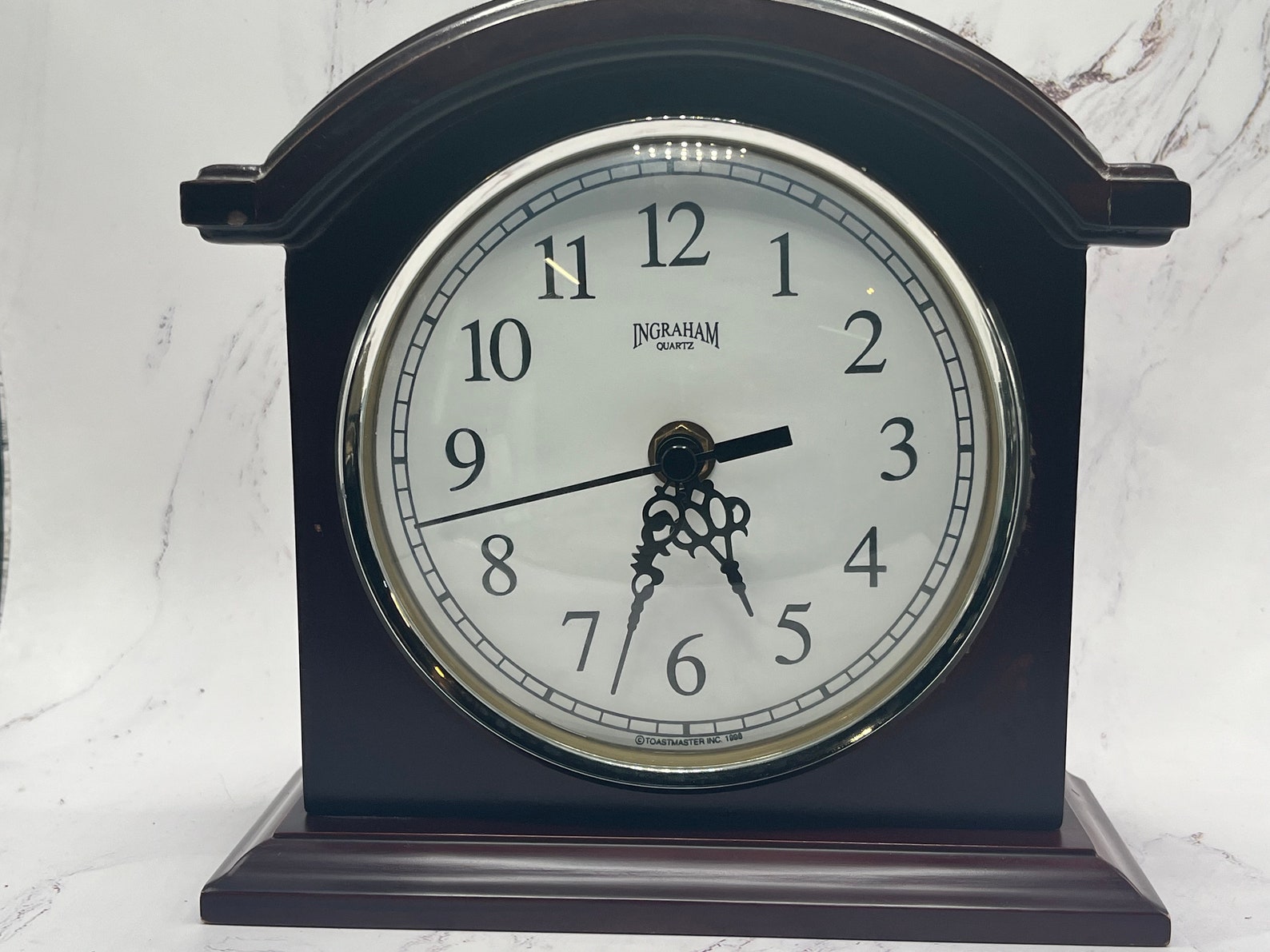 Ingraham Quartz Smooth Dark Wood W/gold Rim Mantle Clock 1998 ...