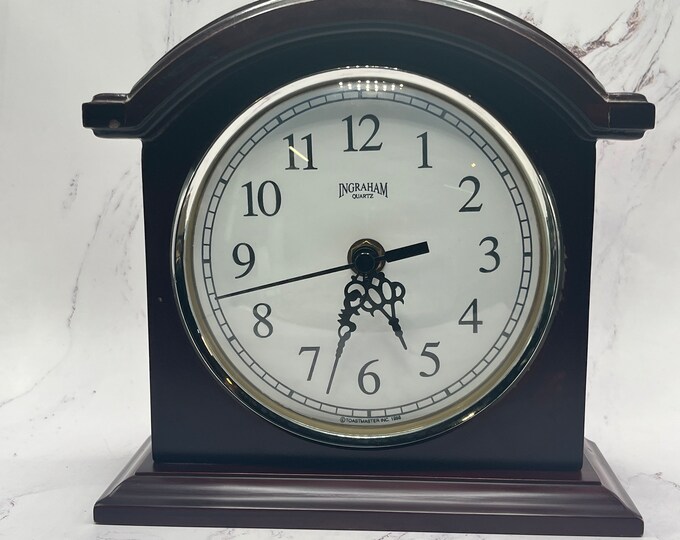 Ingraham Quartz Smooth Dark Wood W/gold Rim Mantle Clock 1998 ...