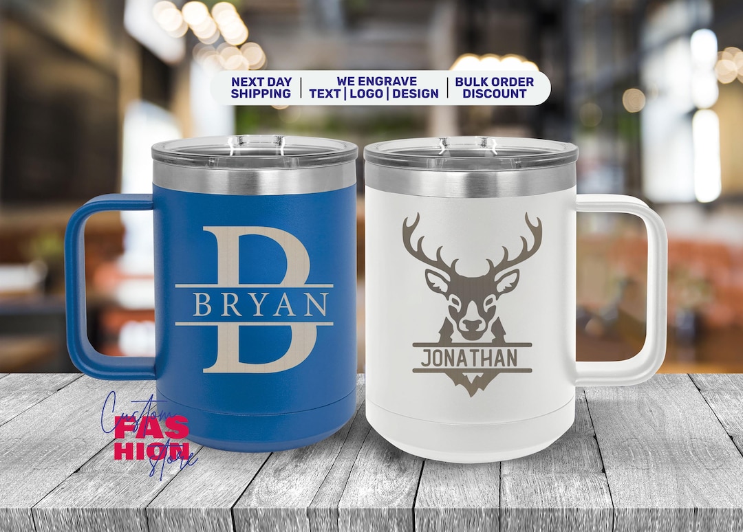 Custom Logo 15oz Coffee Mugs, Personalized Laser Engraved Coffee Mug ...