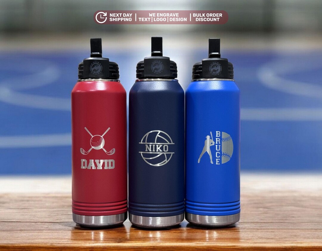 Personalized Sports Team Water Bottle, Custom Engraved Stainless Steel ...