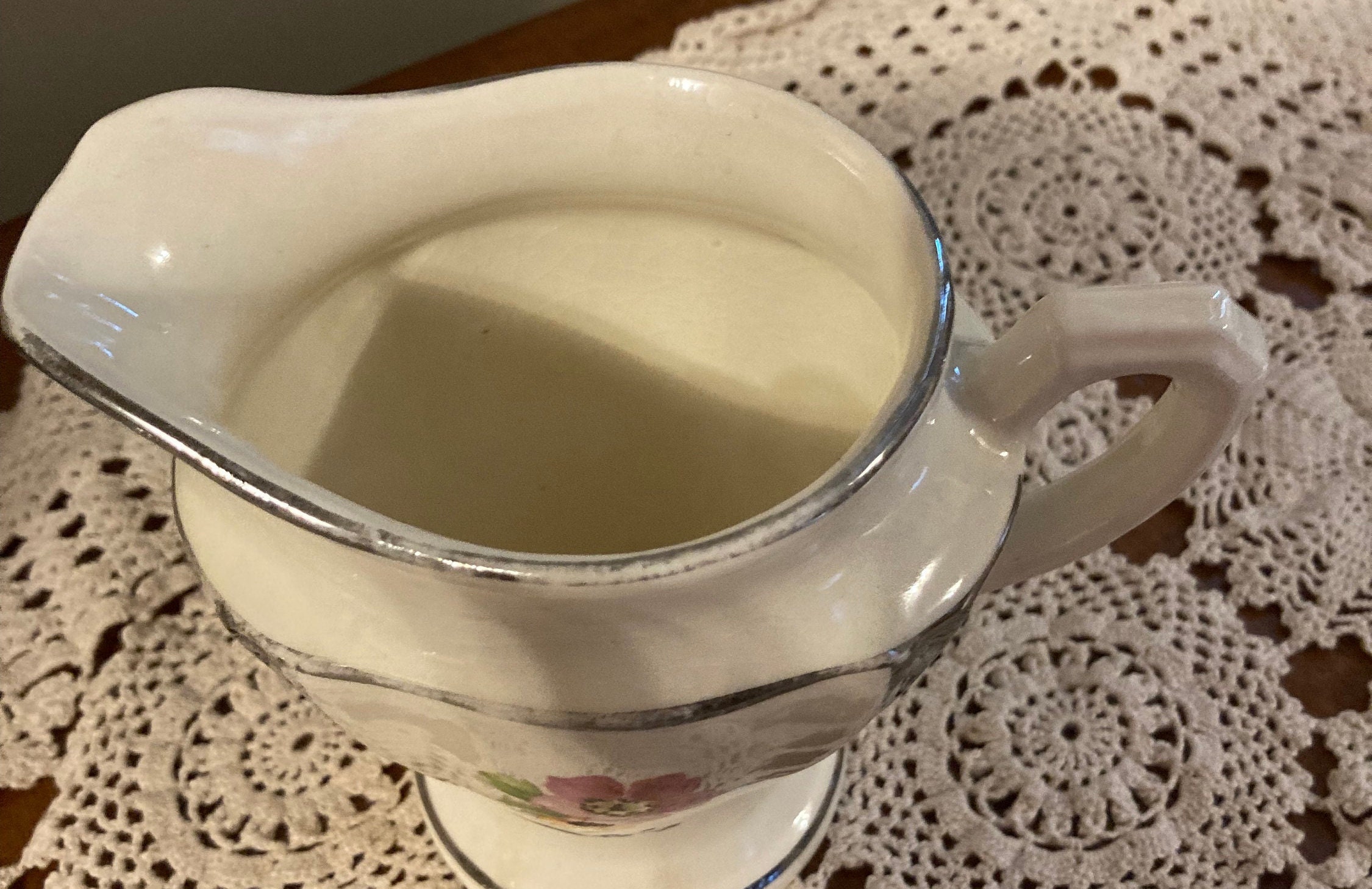 Antique Porcelier white Flower Platinum Percolator 7 Pc. Set With ...