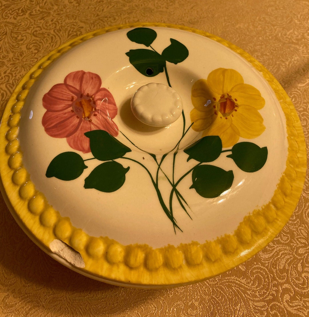 Rare Blue Ridge Covered Casserole Dish in Wrinkled Rose on Candlewick ...