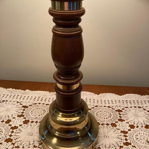 Simple Classic Lines of This Maple and Brass Large Vintage Table Lamp ...