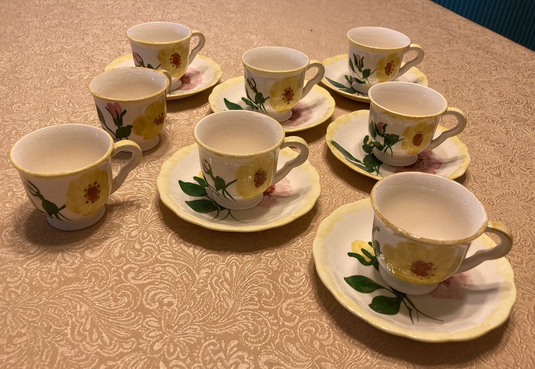 Set of 6 Blue Ridge "wrinkled Rose" Demitasse Cups and Saucers With 1 ...