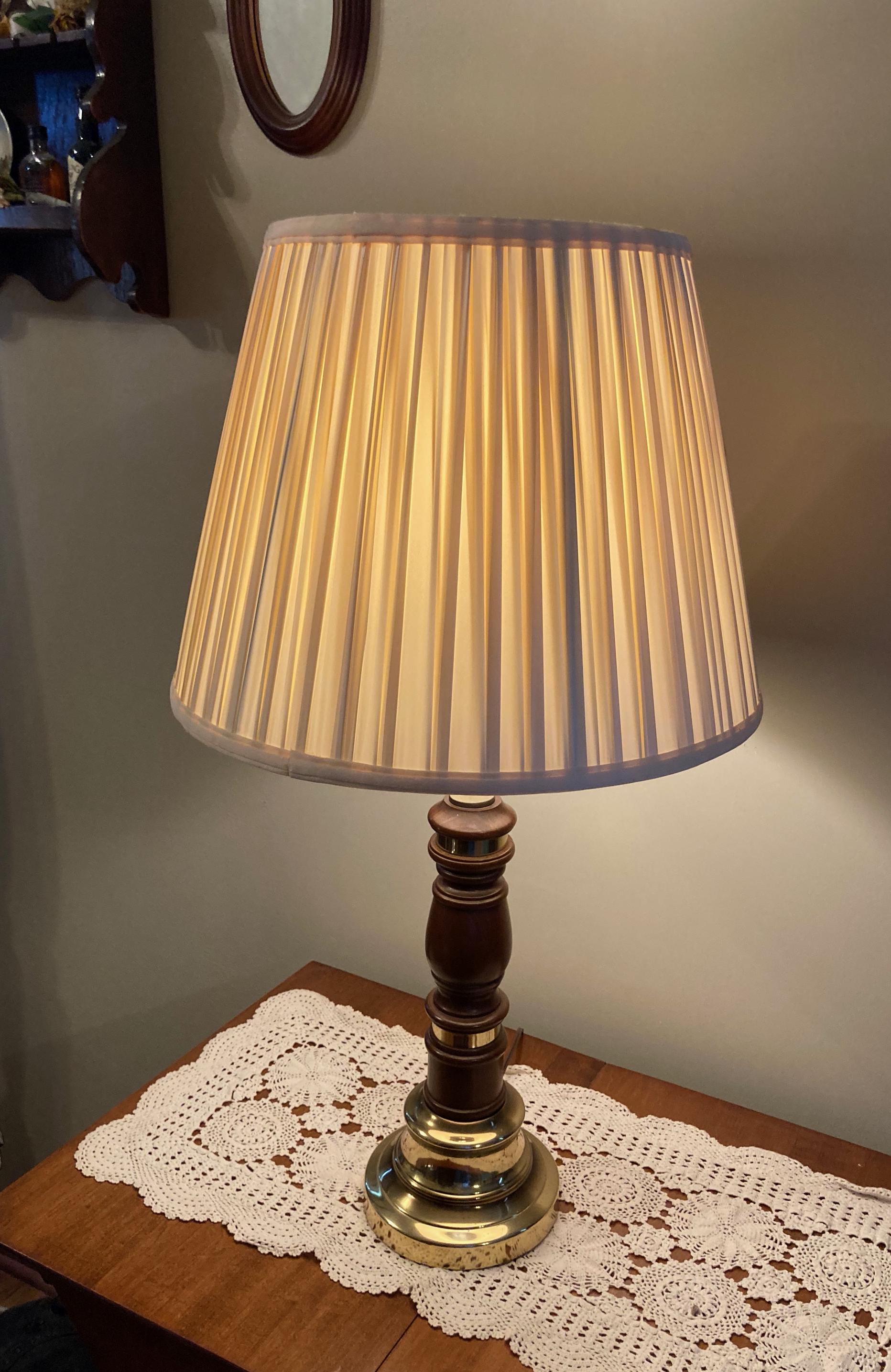 Simple Classic Lines of This Maple and Brass Large Vintage Table Lamp ...