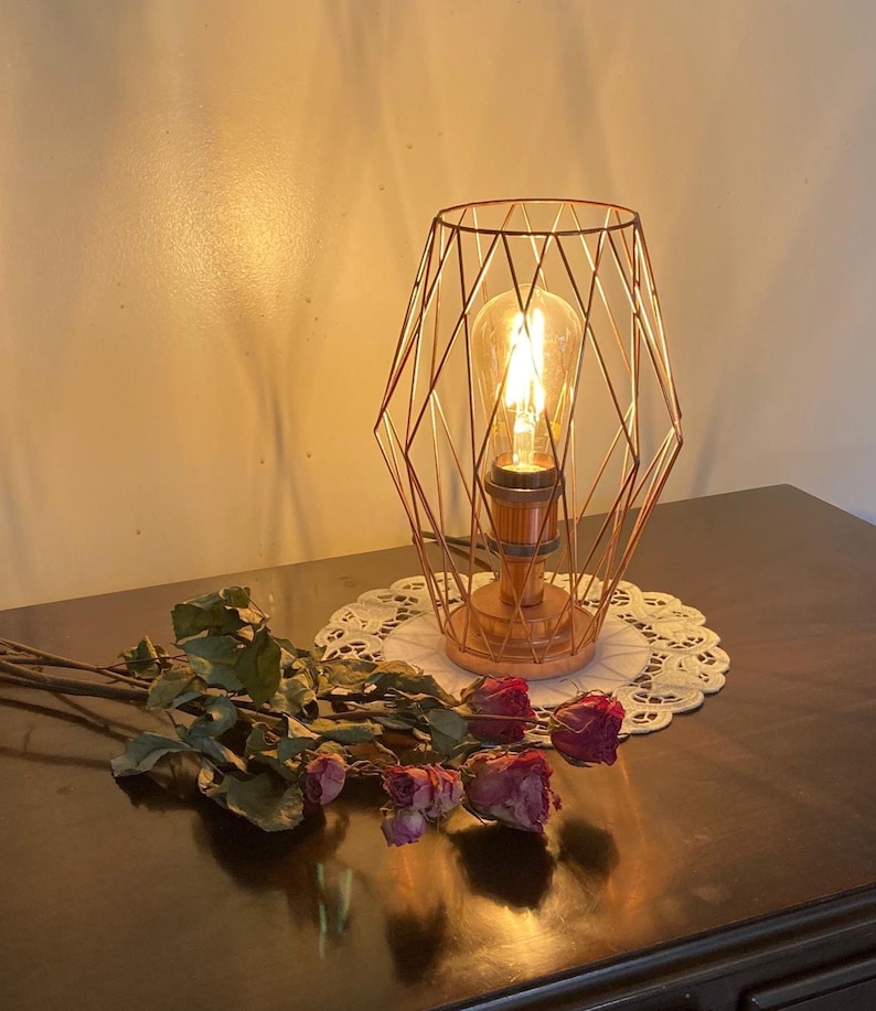 Unique Copper Wire Lamp, Industrial Edison Bulb Lighting - Etsy