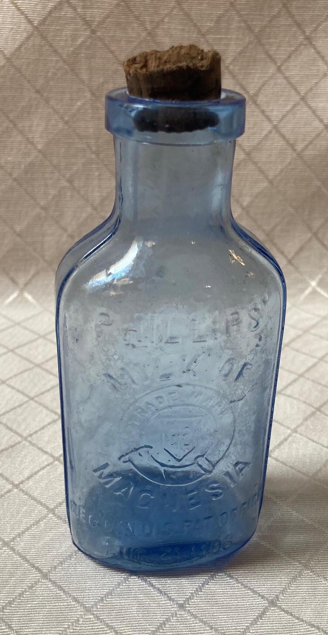 Dug, Light Blue Phillips Milk of Magnesia Bottle With Cork, 5" Tall - Etsy