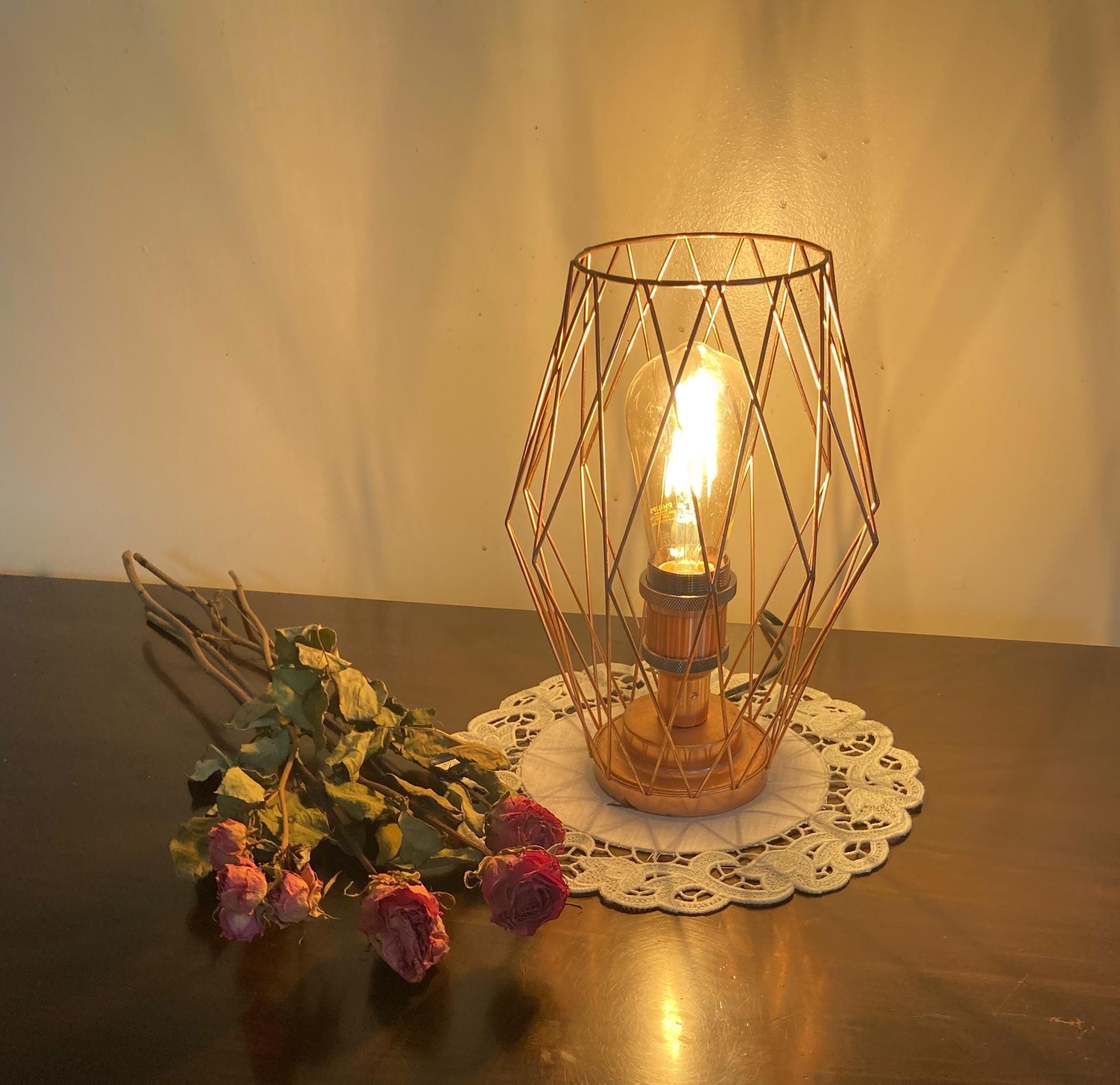 Unique Copper Wire Lamp, Industrial Edison Bulb Lighting - Etsy