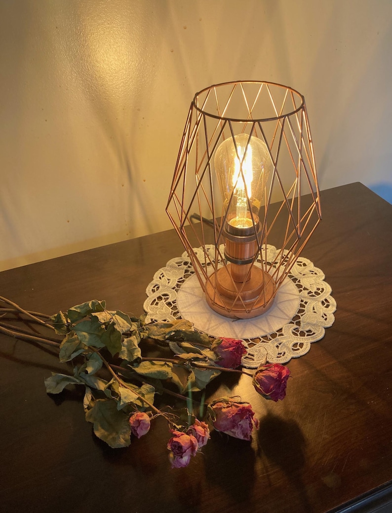 Unique Copper Wire Lamp, Industrial Edison Bulb Lighting - Etsy
