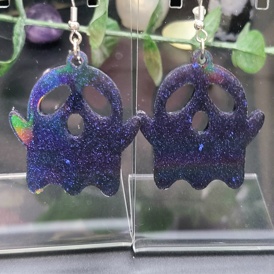 Holographic Resin Ghost Earring - Etsy