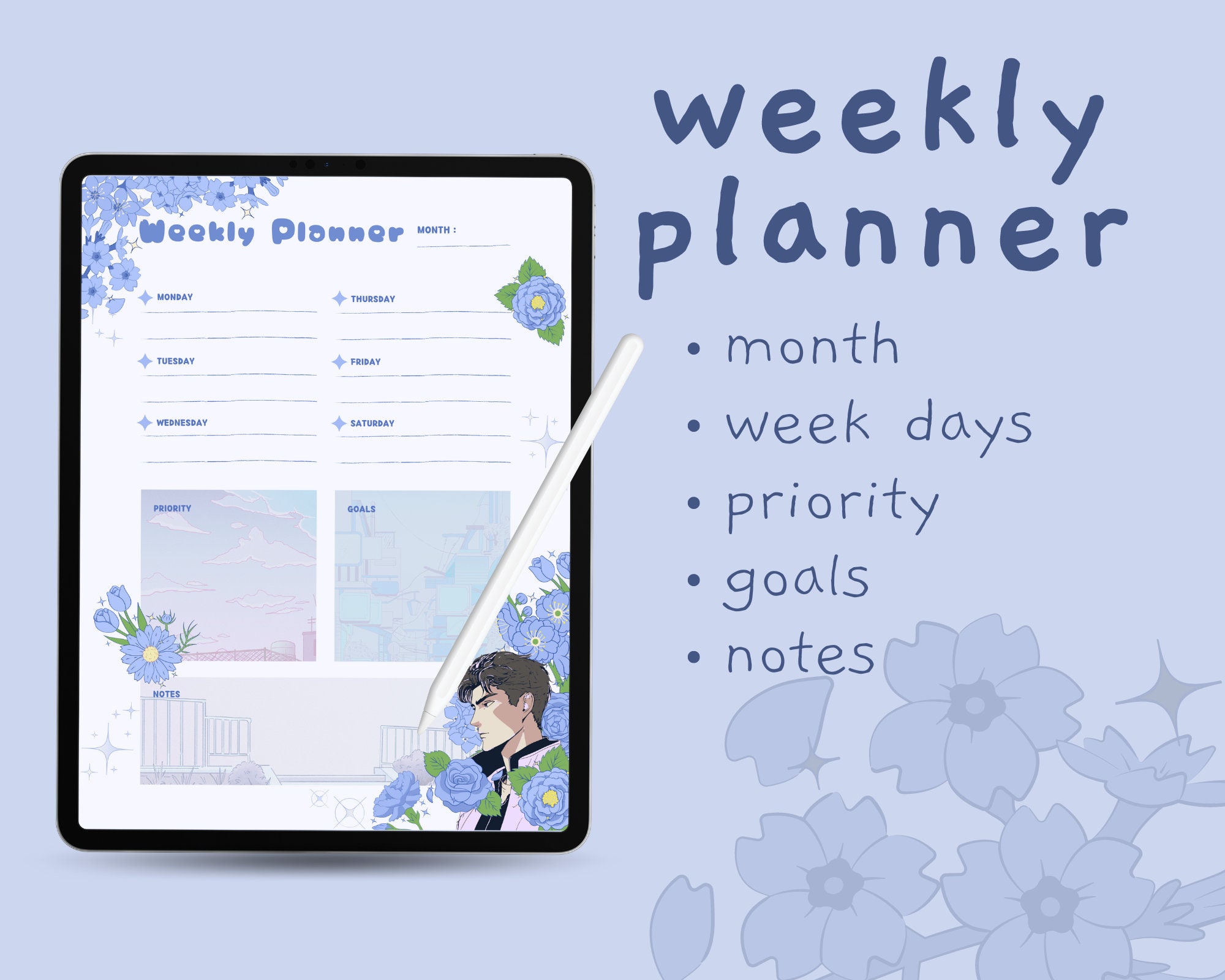 90s Anime Boys Digital Planner, Goodnotes Planner, iPad Planner, Anime ...