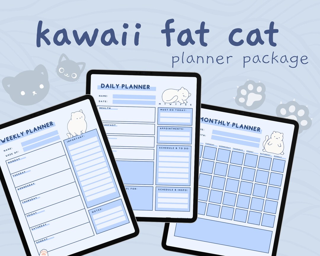 Fat Cat Planner, Digital Planner, Goodnotes Planner, Kawaii Planner ...