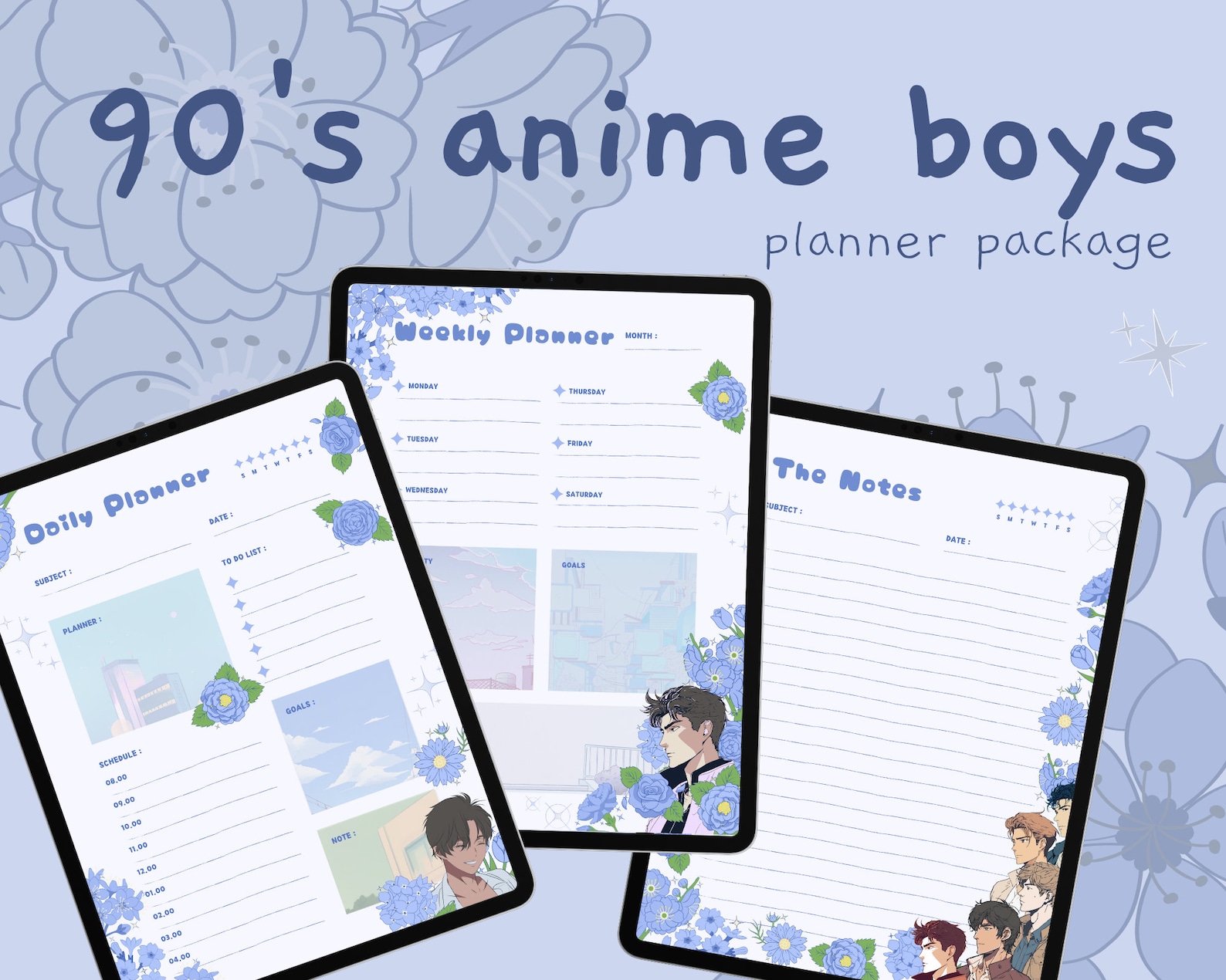 90s Anime Boys Digital Planner, Goodnotes Planner, iPad Planner, Anime ...