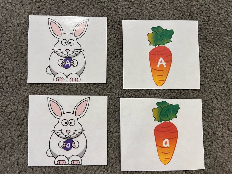 Letter Match Game Rabbit and Carrot 3 Games Included Capital - Etsy