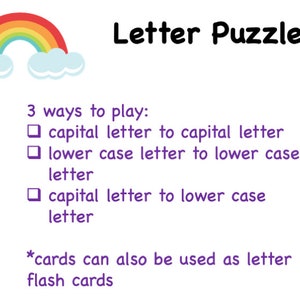 Rainbow Letter Puzzles 3 Games Included ( Capital to Capital, Lower ...