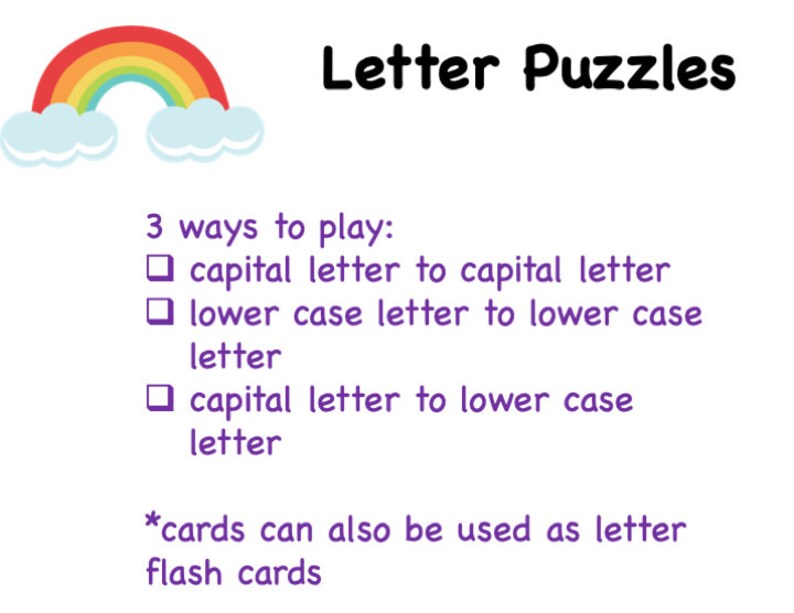 Rainbow Letter Puzzles 3 Games Included ( Capital to Capital, Lower ...