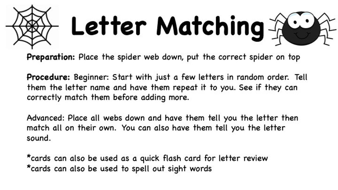 Letter Matching Spider/web 3 Games Included ( Capital to Capital, Lower ...