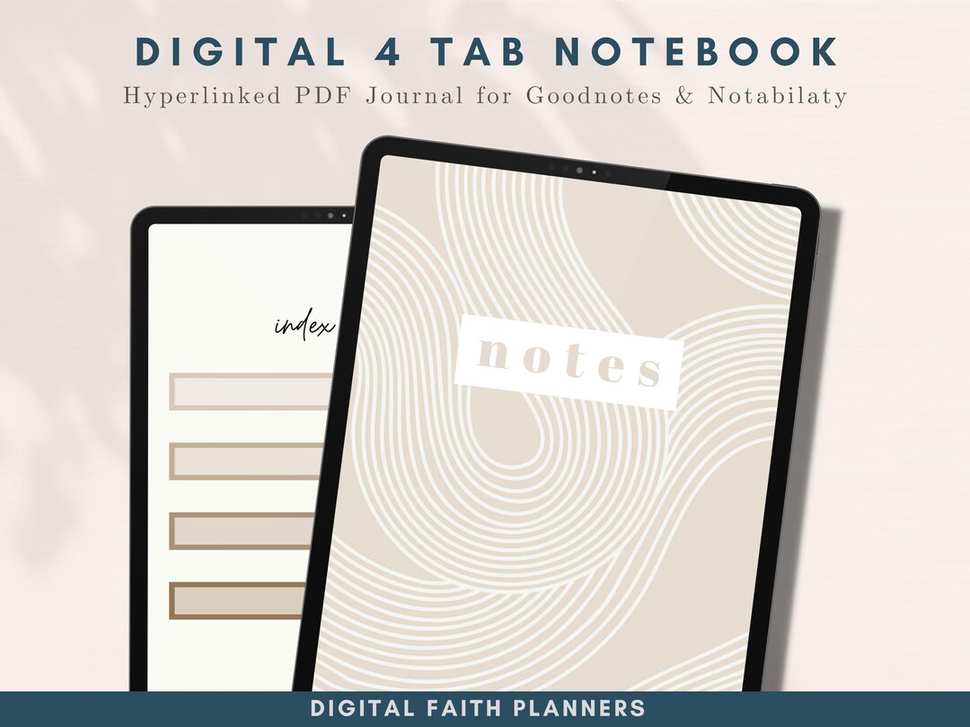 Four Tab Digital Notebook | Instant Download | Neutral - Etsy