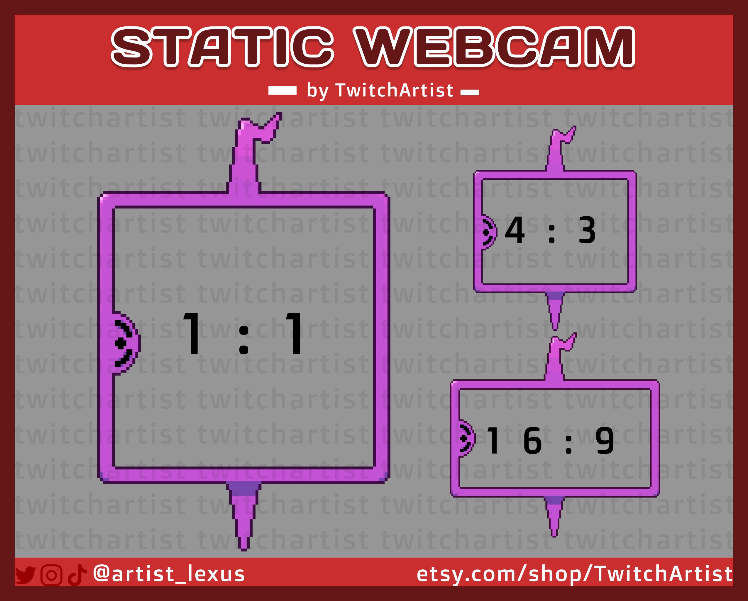 Purple Rotom Webcam Overlay Pixel Twitch Subscribers Game Overlays ...