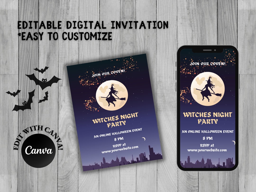 Witches Night Party Invitation, Witches Night Halloween House Party ...
