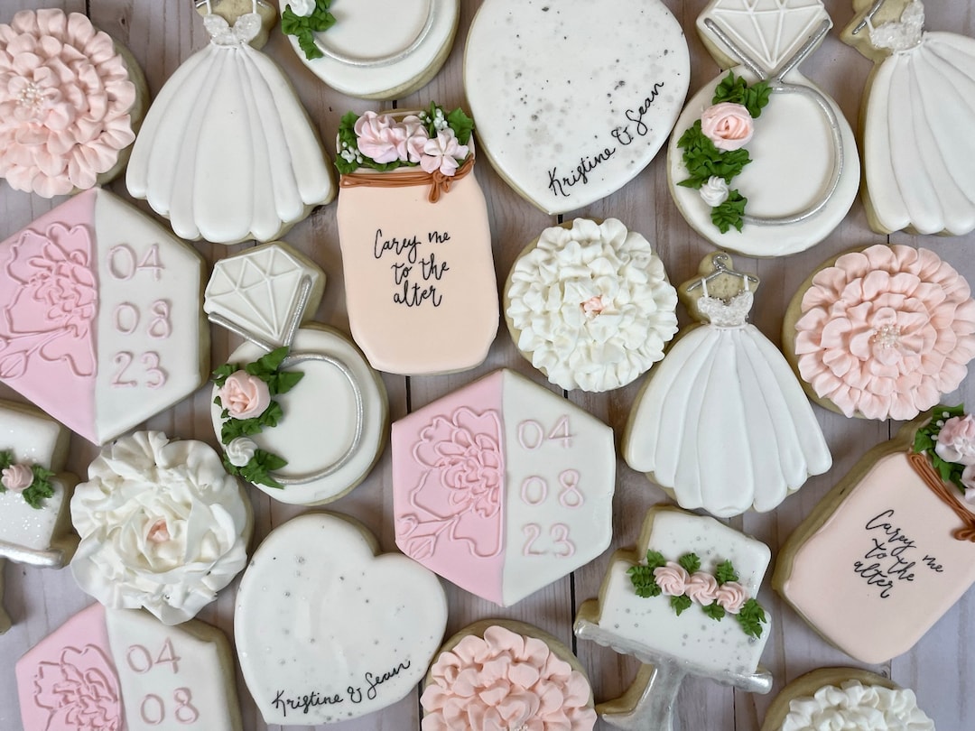 Pink & White Floral Bridal Shower Cookies - Etsy