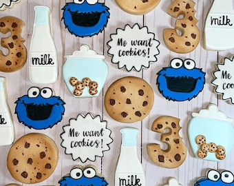 1 Dozen Sesame Street Sign Number Elmo Cookie Monster Polka - Etsy