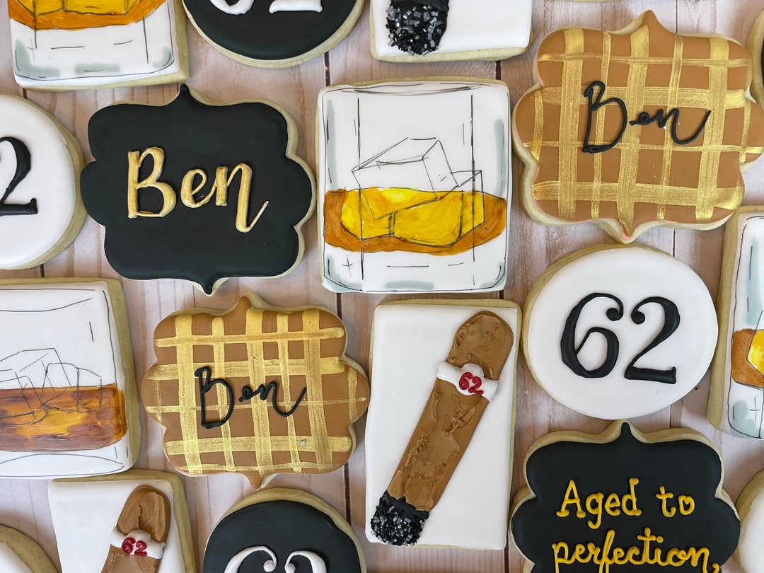Aged to Perfection - Whiskey and Cigar Cookie Set - Etsy