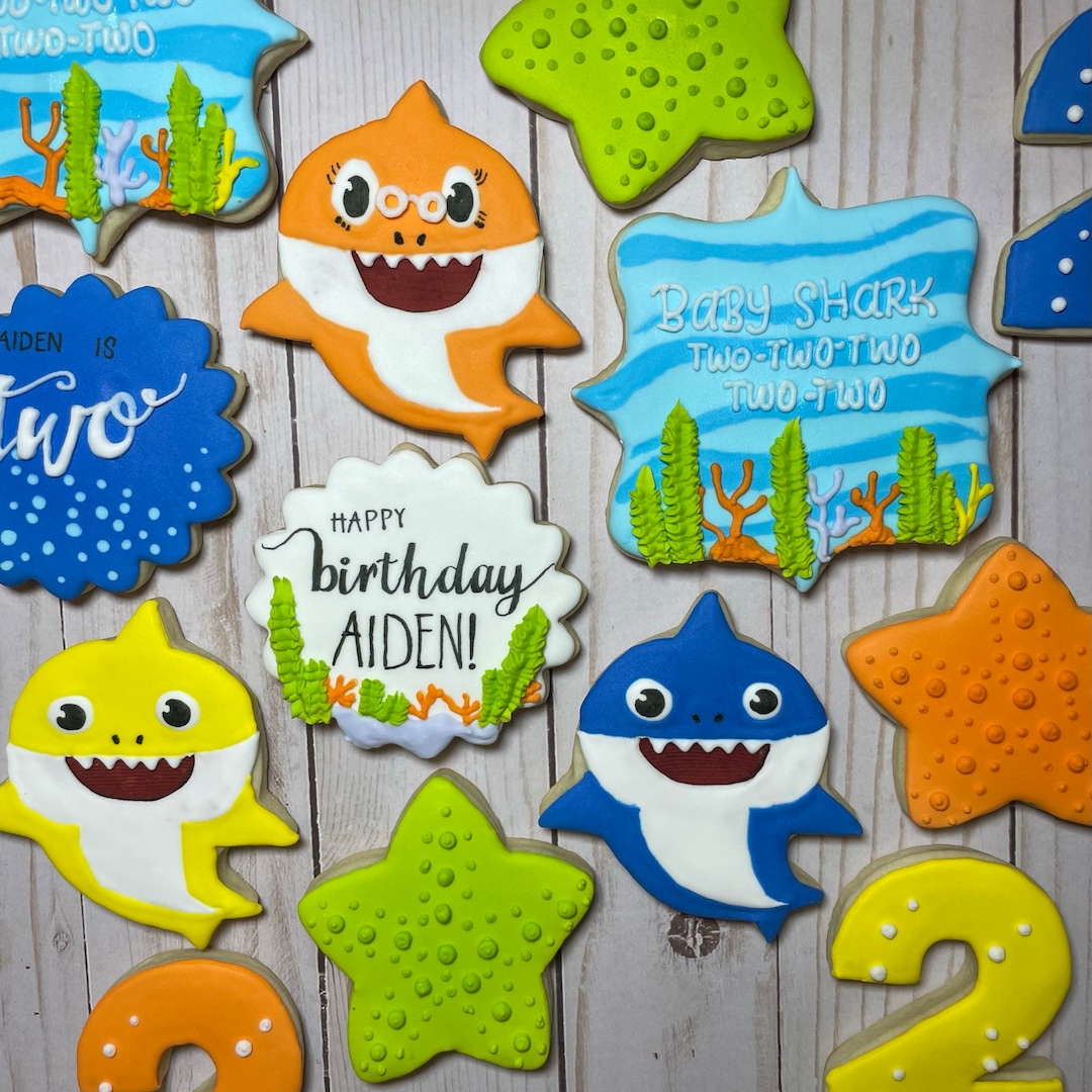 Baby Shark Birthday Cookies - Etsy