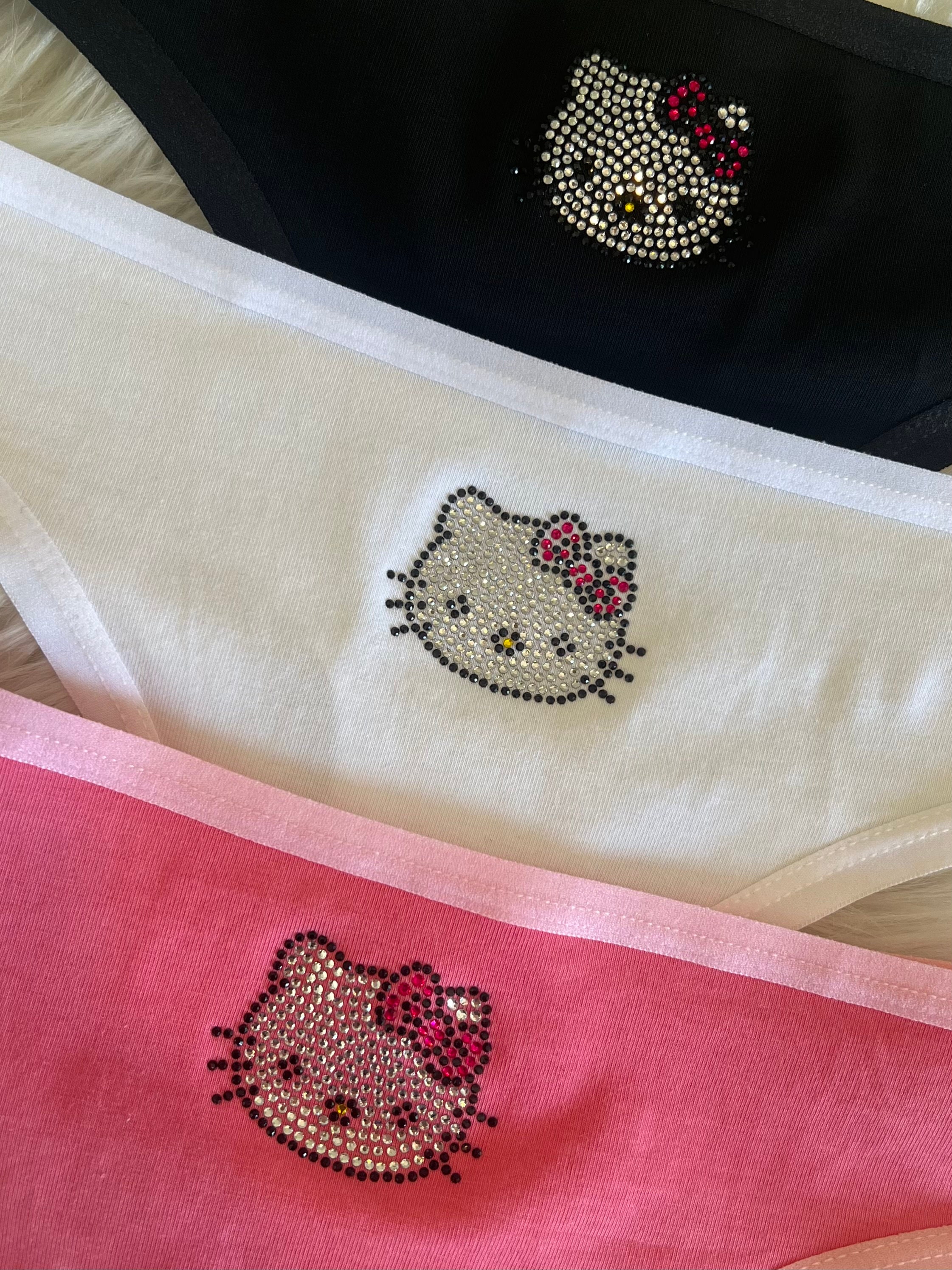 Hello Kitty Rhinestone Thong 3 Pack, Hello Kitty Thong, Cotton Thongs, Hello Kitty Underwear ...