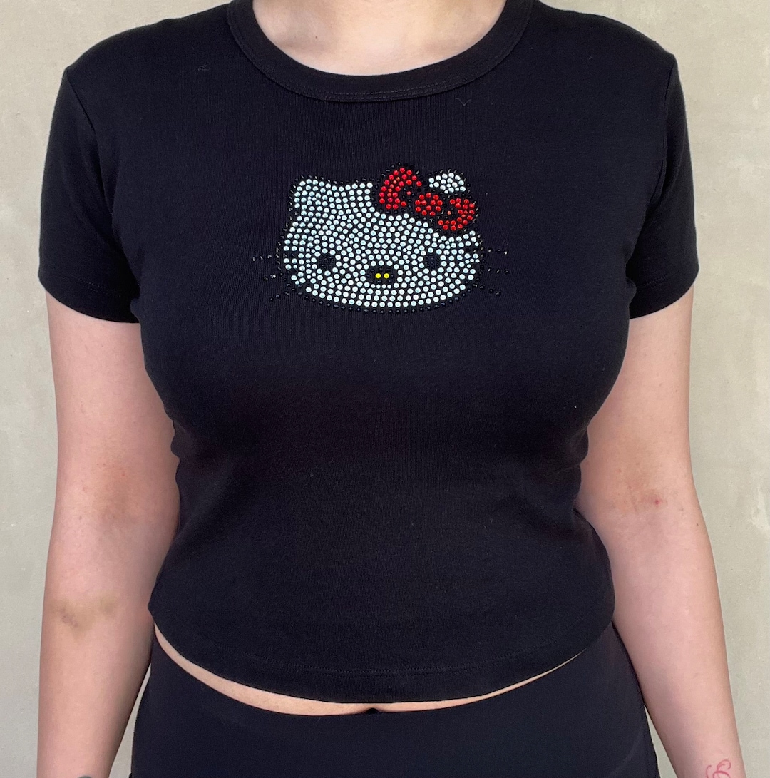 Hello Kitty Rhinestone Crop Top, Hello Kitty Birthday Gift, Hello Kitty ...