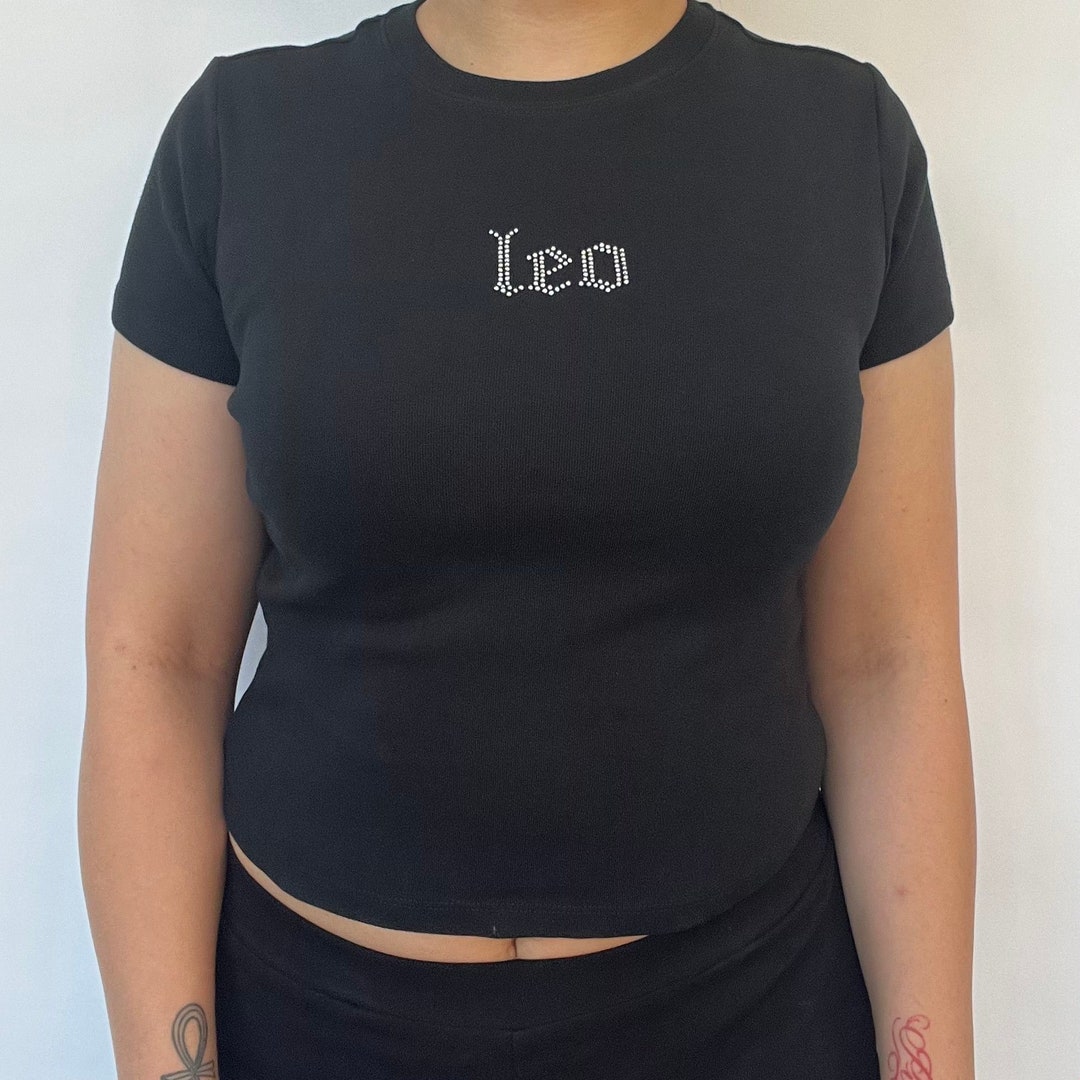 Leo Rhinestone Baby Tee, Leo Birthday Gift, T Shirt for Leo Star Sign ...