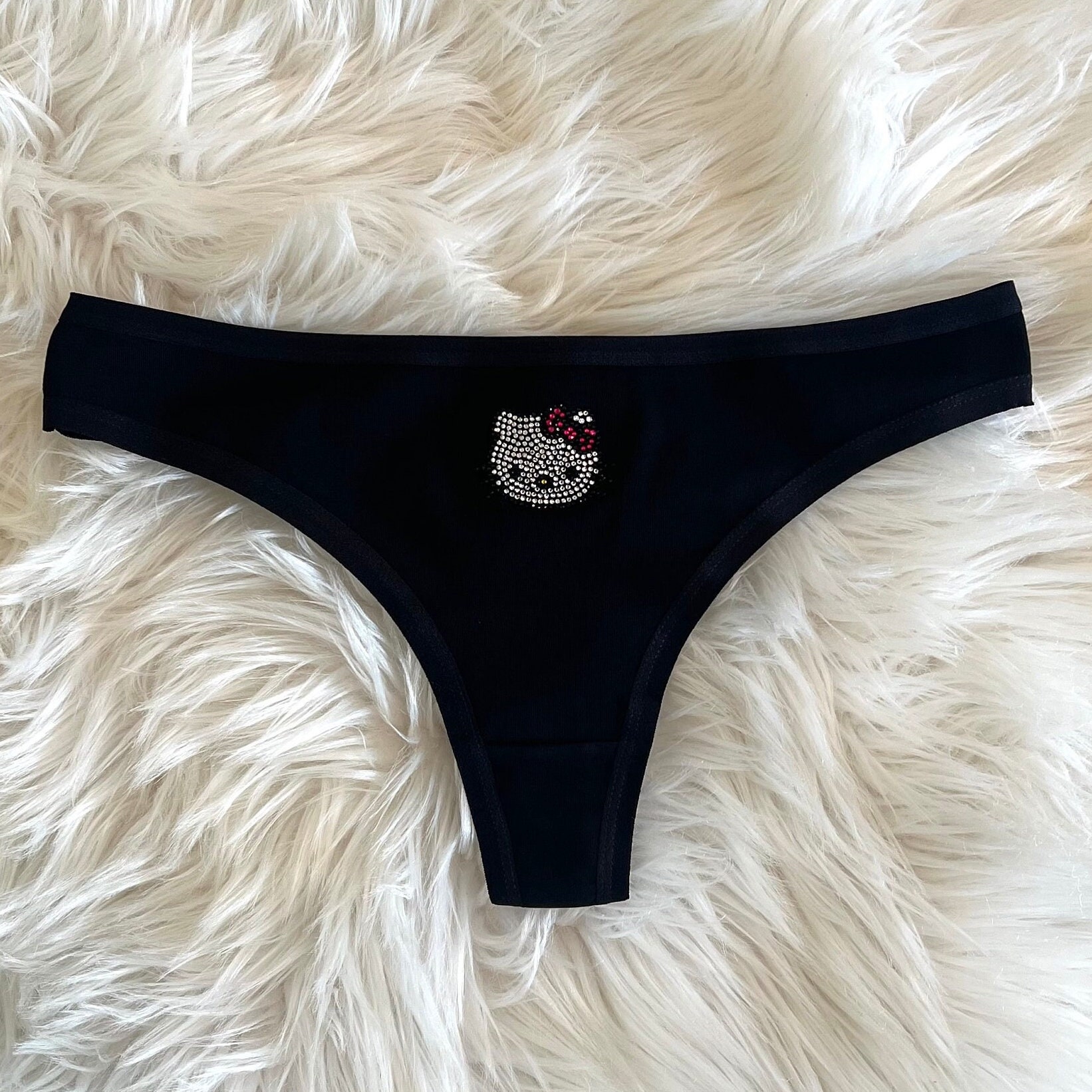 Hello Kitty Rhinestone Thong 3 Pack Hello Kitty Thong Cotton Thongs Hello Kitty Underwear
