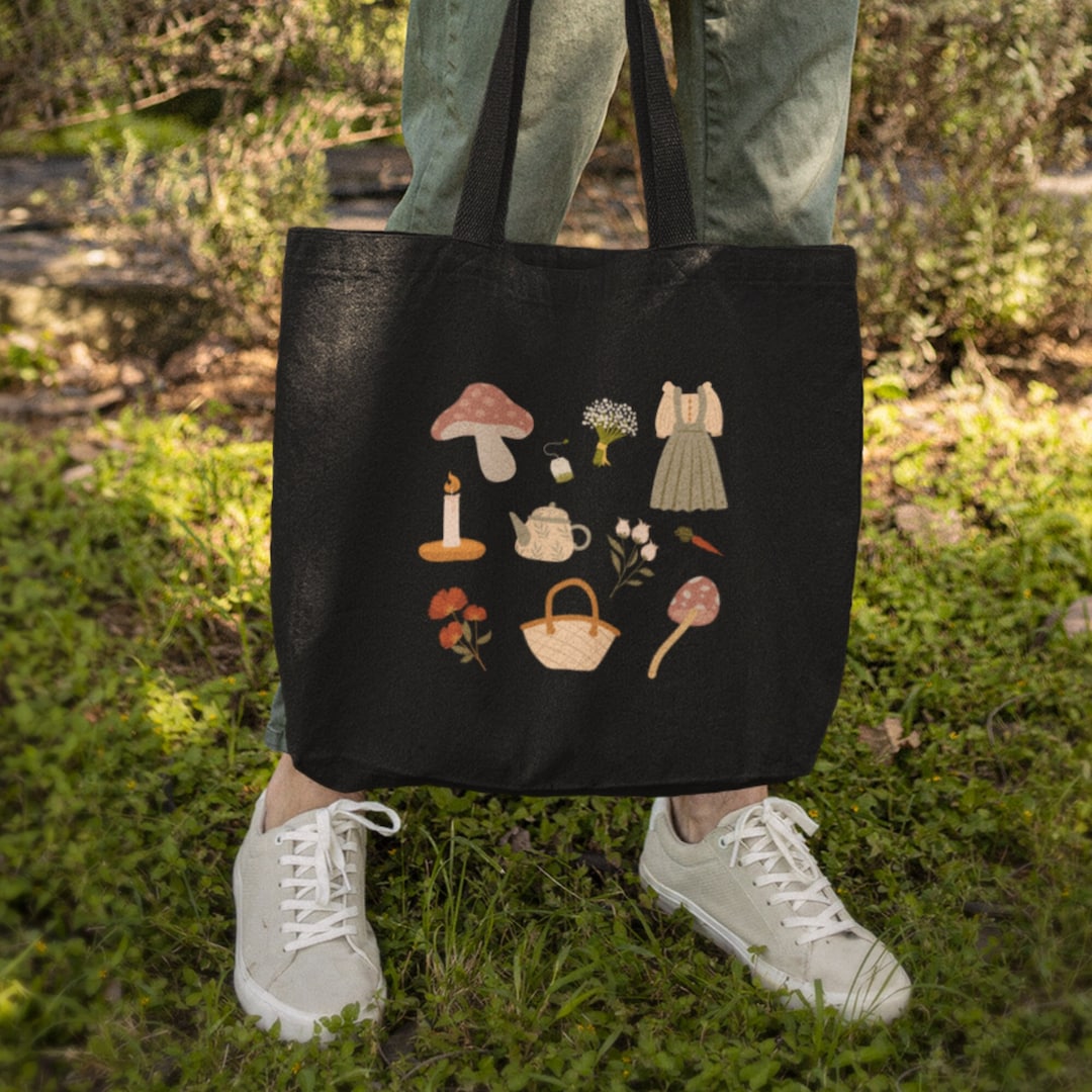 Cottagecore Canvas Tote Bag Mushroom Bag Blind Date With A - Etsy