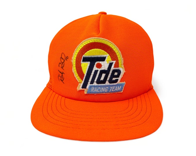 Vintage Tide Racing Hat 90s NASCAR Snapback Trucker Cap Neon Orange ...
