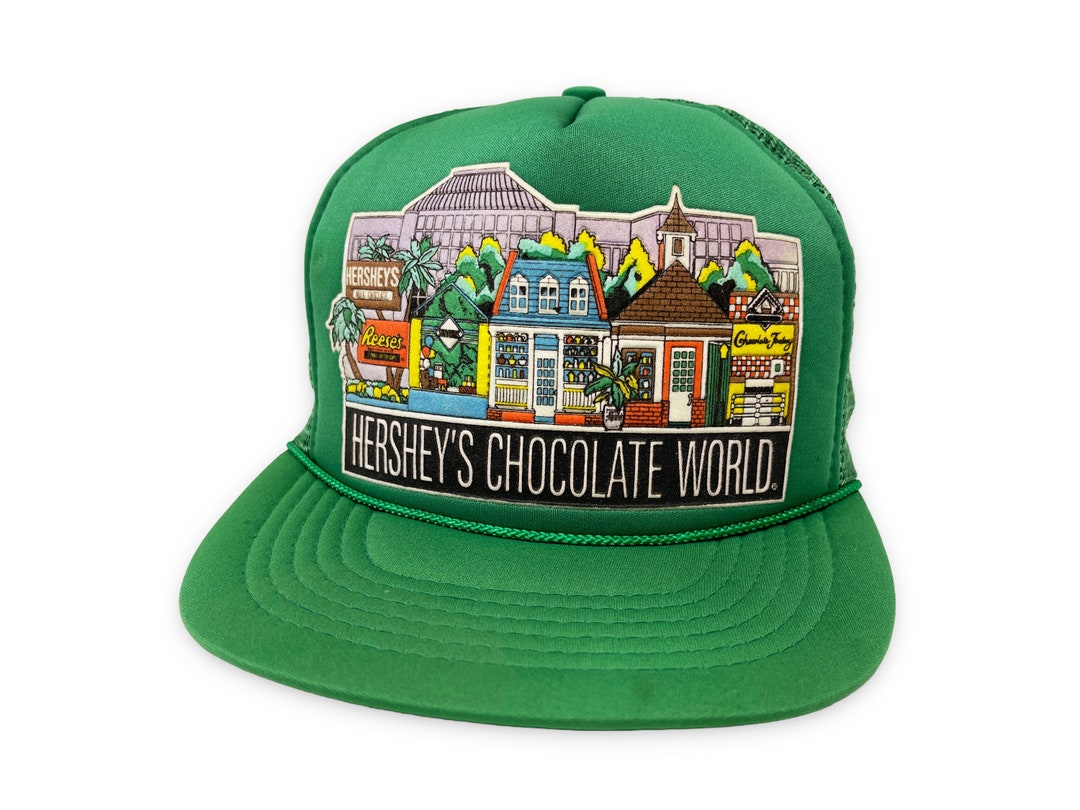 Vintage Hershey's Chocolate World Hat 80s 90s Trucker Hat Snapback Cap ...