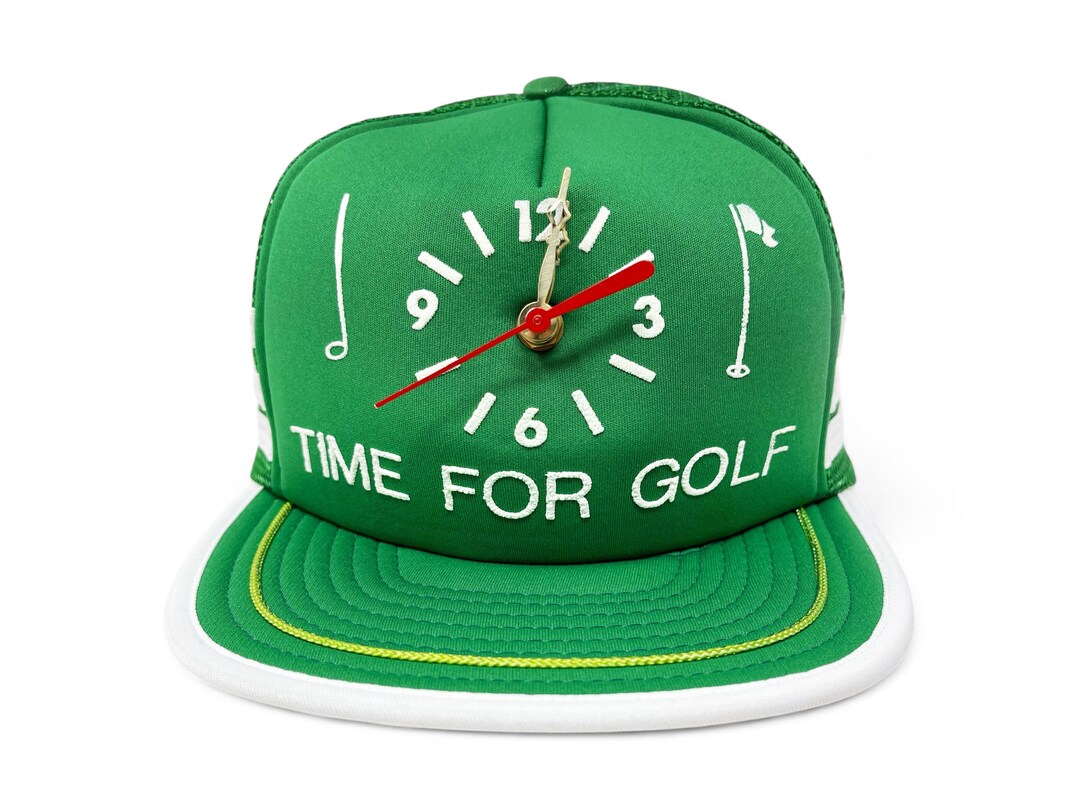 Vintage Time for Golf Hat 80s 90s Golfing Snapback Cap 3 Stripe Clock ...