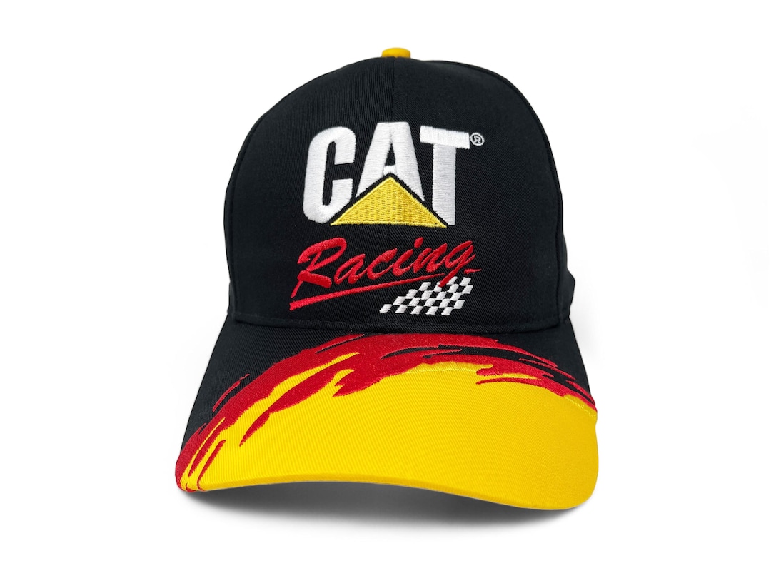 Vintage CAT Racing Hat 90s 00s NASCAR Strapback Cap Caterpillar ...