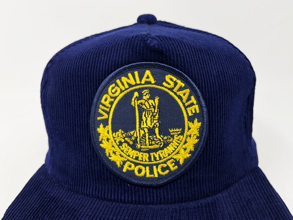 Vintage Virginia State Police Hat 80s 90s Corduroy Sn… - Gem