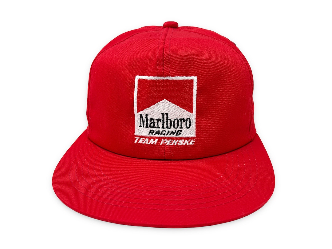 Vintage Marlboro Racing Hat 80s 90s Snapback Cap Cigarettes Team Penske ...