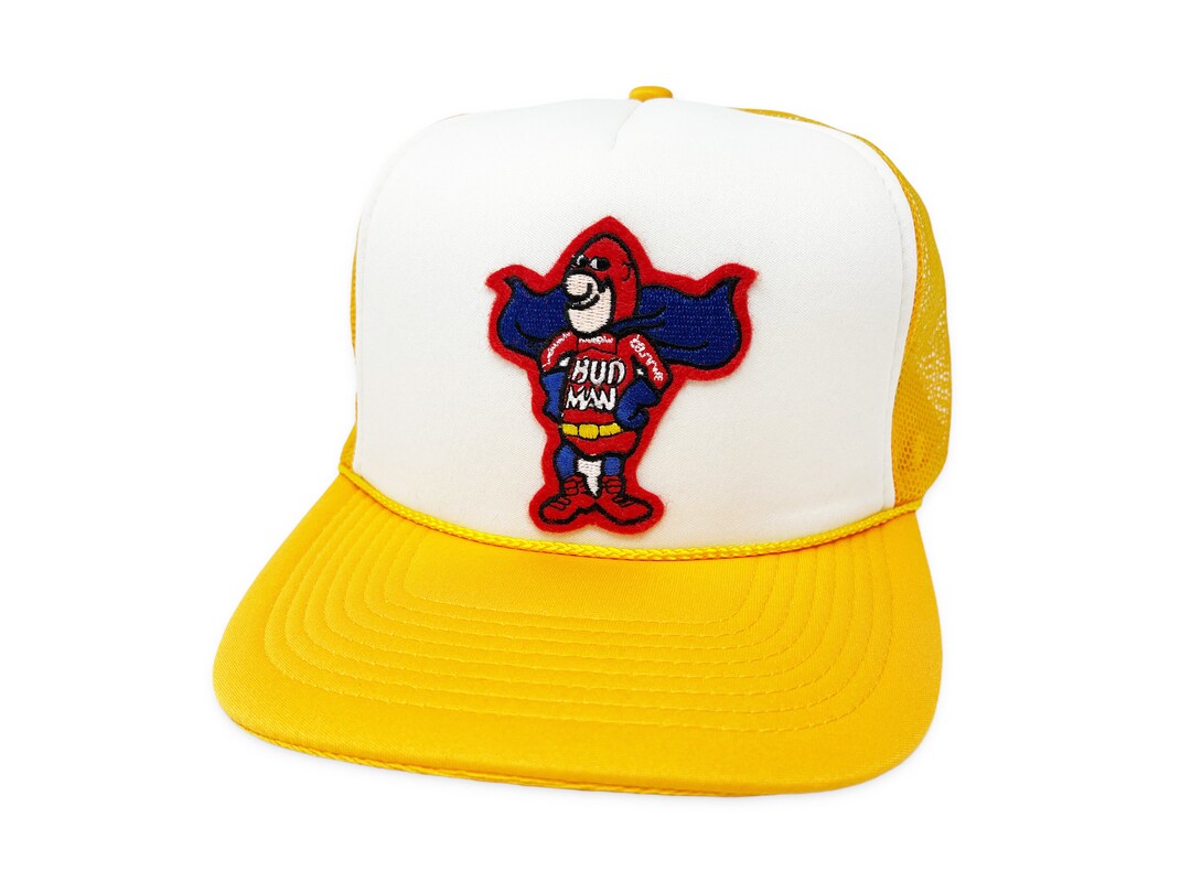 Vintage Budweiser Snapback Hat 80s Bud Man Trucker Cap Bud Light Beer ...