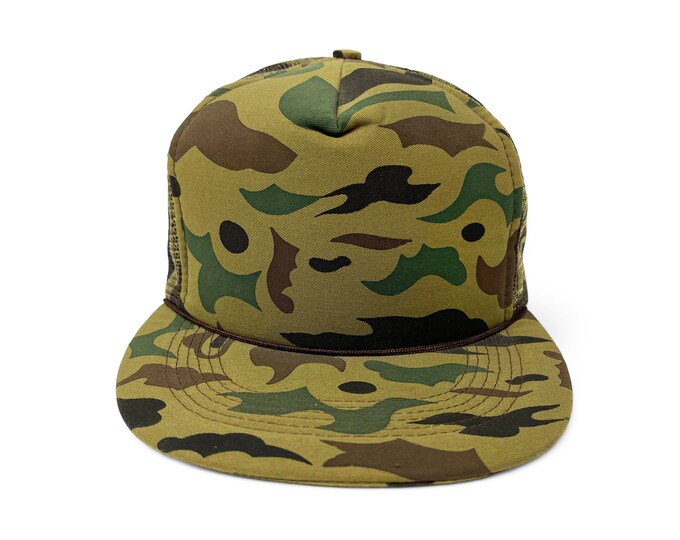 Vintage Camo Hat 80s 90s Camouflage Snapback Trucker Cap Hunting Blank ...