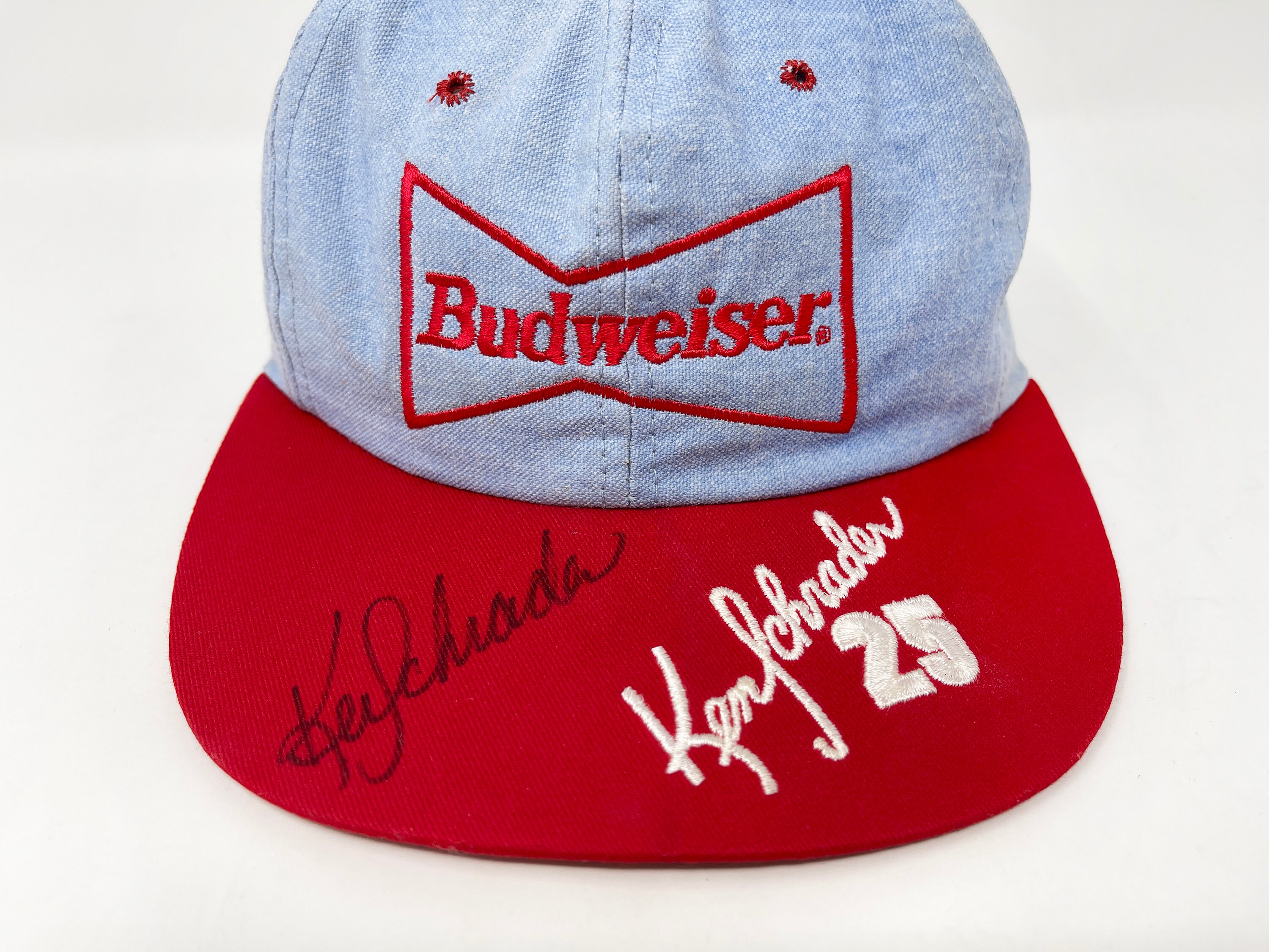 Vintage Budweiser Racing Hat 90s NASCAR Ken Schrader Denim - Etsy