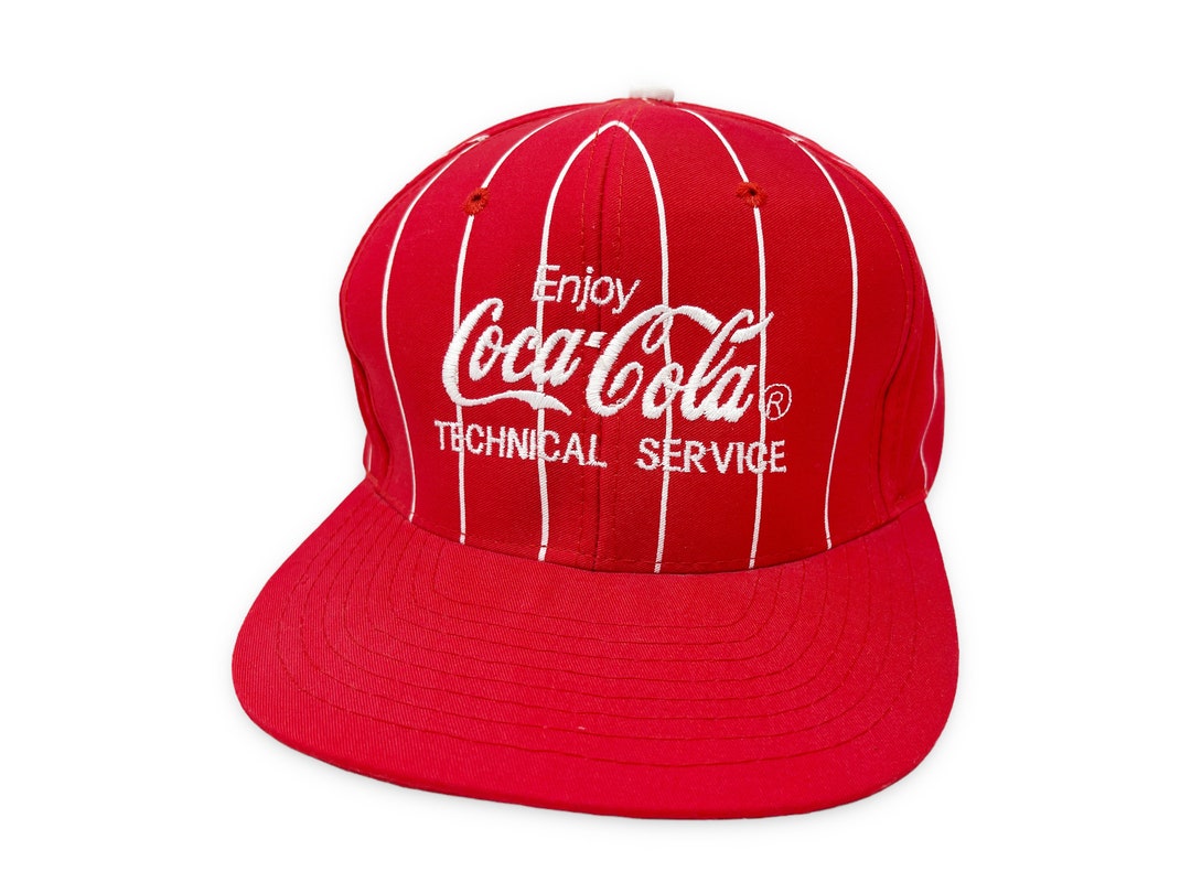 Vintage Coca Cola Hat 90s Snapback Cap Coke Pinstripe Technical Service ...