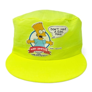 Vintage Bart Simpson Hat 80s 90s Painters Cap Neon Yellow Don't Have A ...