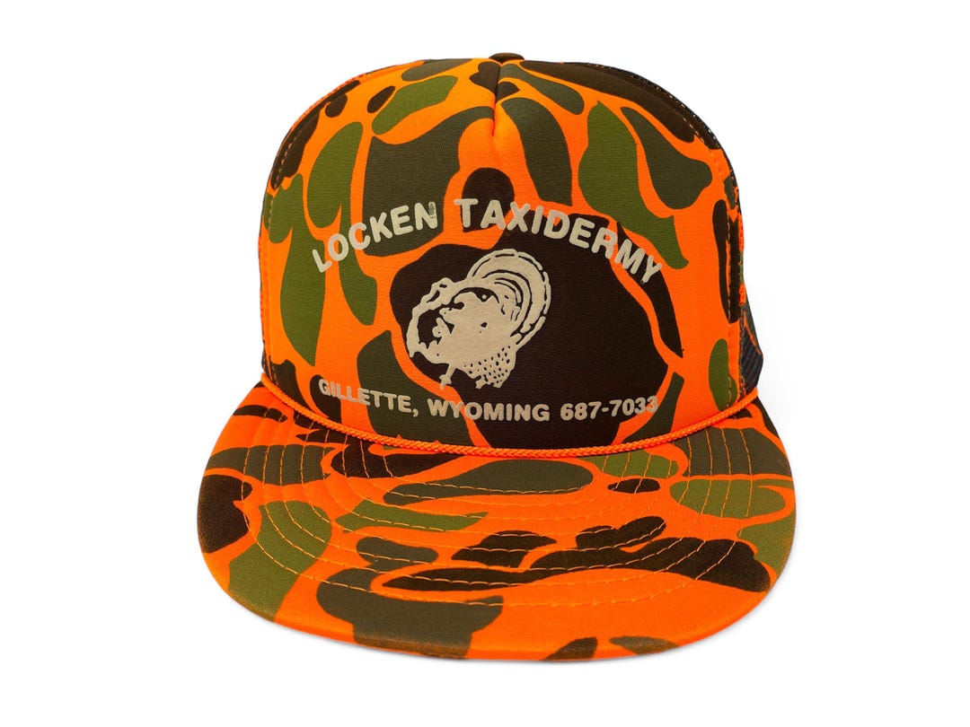 Vintage Camo Hat 80s 90s Locken Taxidermy Wyoming Snapback Cap Hunting ...