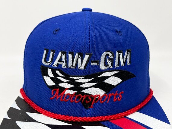 Vintage UAW GM Motorsports Hat 90s Strapback Cap NASC… - Gem