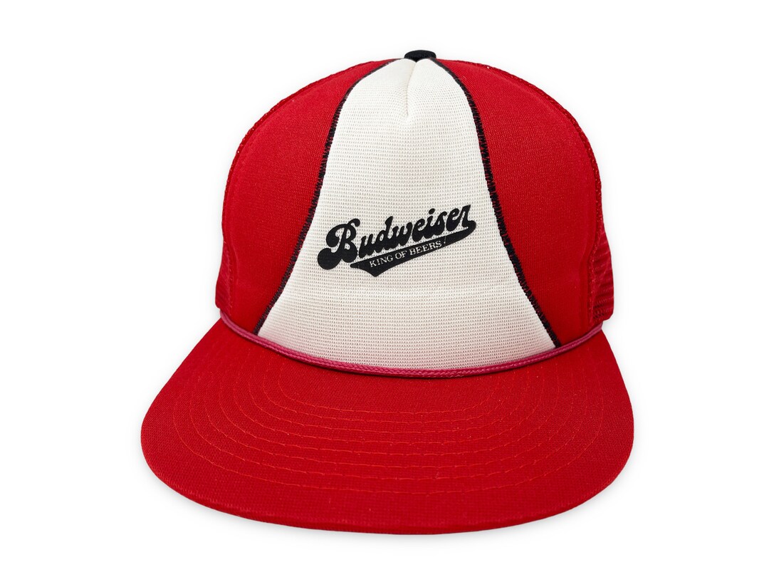 Vintage Budweiser Hat 80s 90s Trucker Snapback Cap Beer King of Beers ...